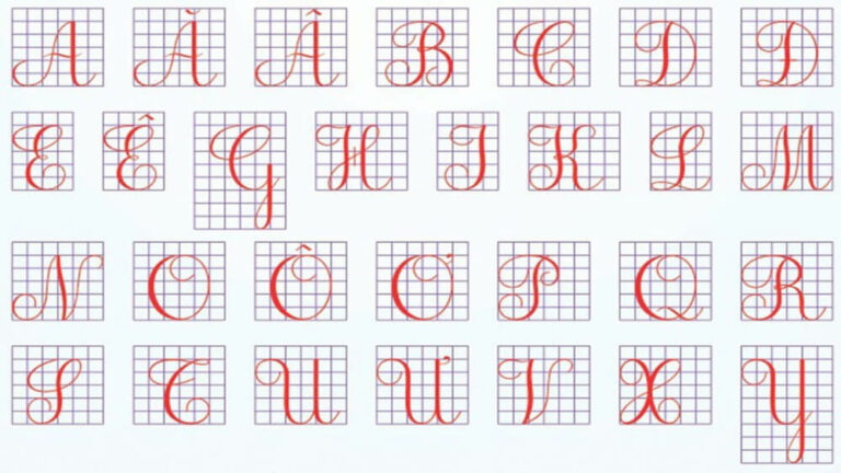 Cách viết 29 chữ cái in hoa đẹp cơ bản - 8 Bảng chữ cái viết hoa đẹp